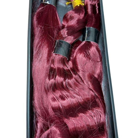 Hair | Burgundy Wine Human Blend Braiding Hair Deep Wave Boho Braids ...